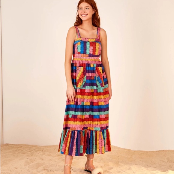 FARM Rio | Dresses | Farm Rio Stripes Midi Dress | Poshmark
